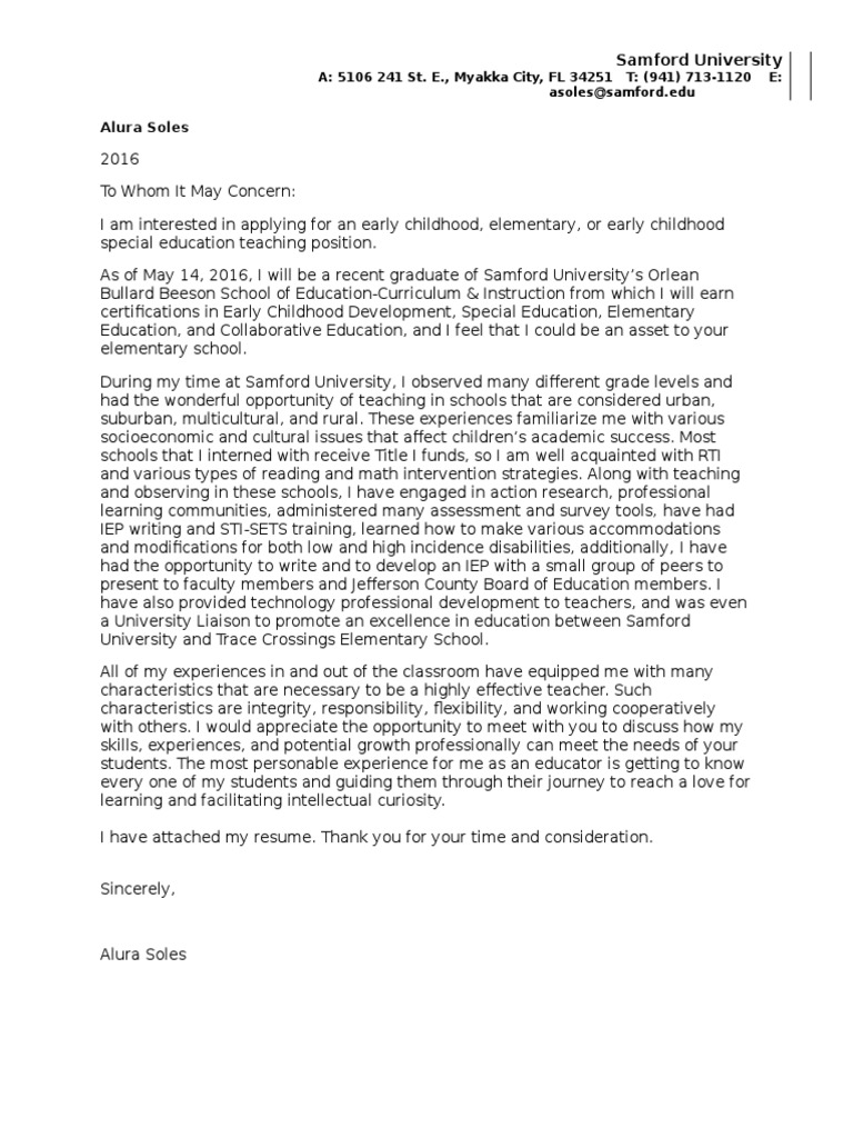Professional Cover Letter and Resume | PDF | Special Education | Teachers