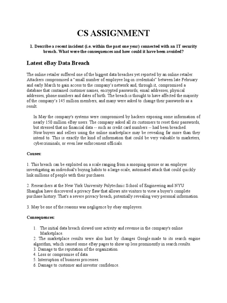 Ebay Data Breach Analysis And Prevention Pdf Computer Security