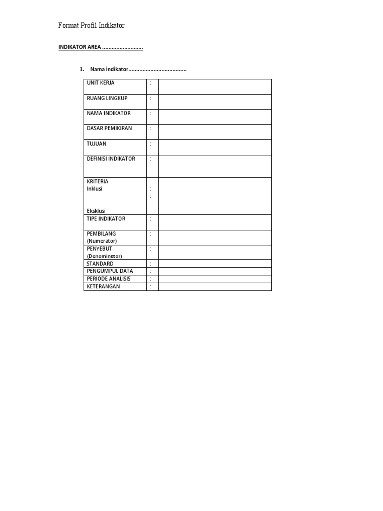 CONTOH Format Profil Indikator PPI 1 | PDF