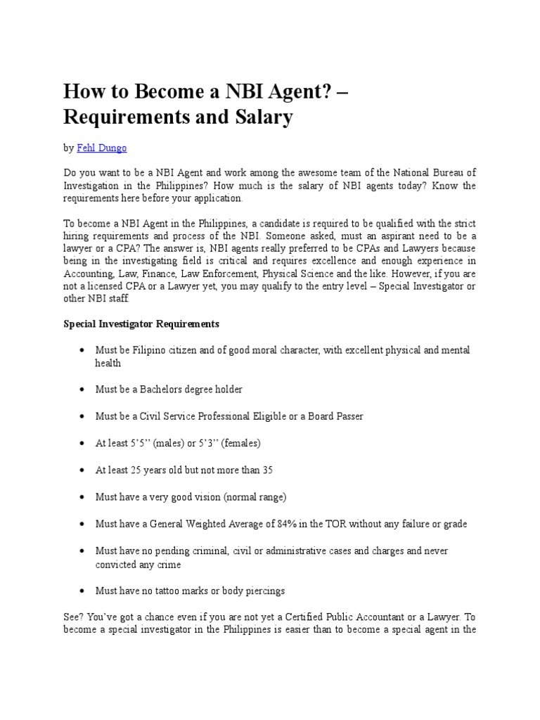 How To Become A NBI Agent | PDF | Certified Public Accountant | Special ...
