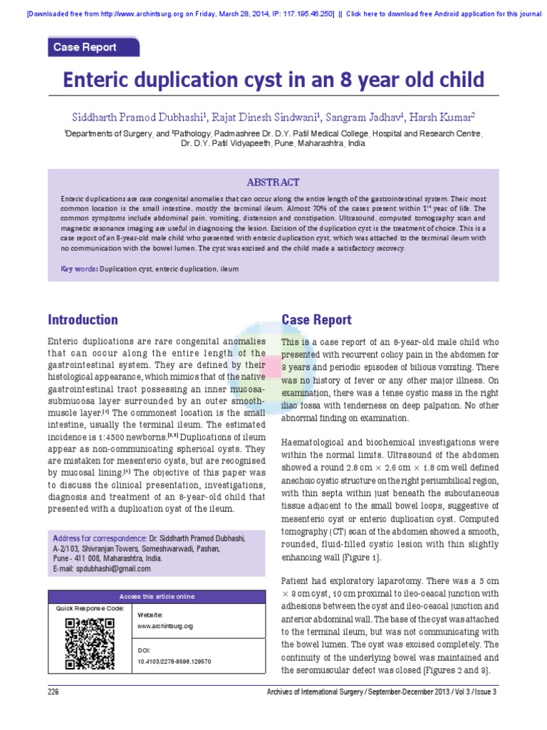 Enteric Duplication Cyst | PDF | Gastrointestinal Tract | Gastroenterology