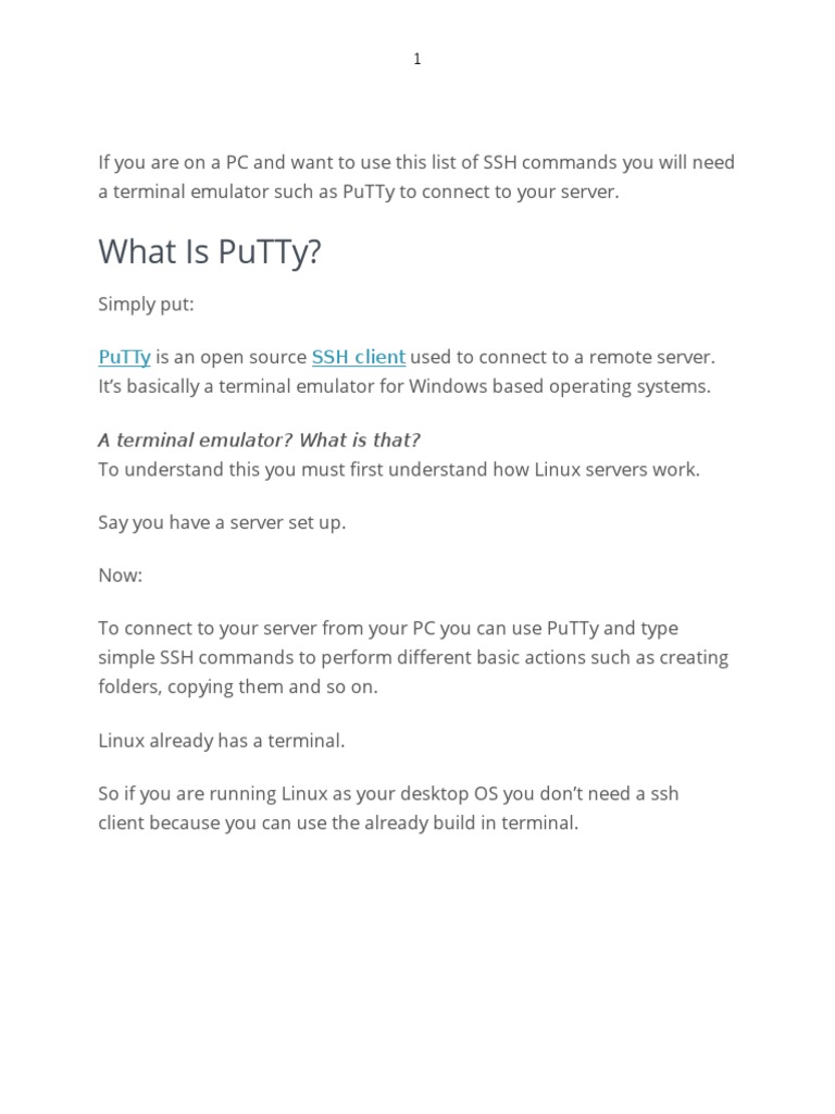 putty Commands | Computer File | Secure Shell