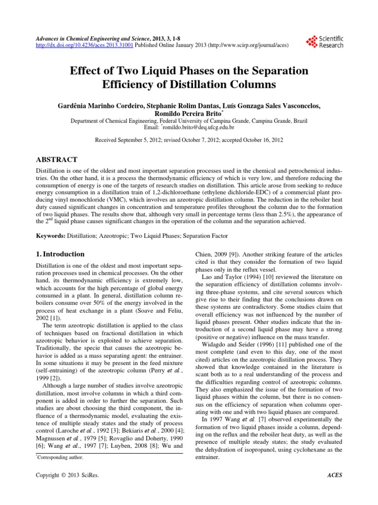 Effect of Two Liquid Phases On The Separation Efficiency of ...