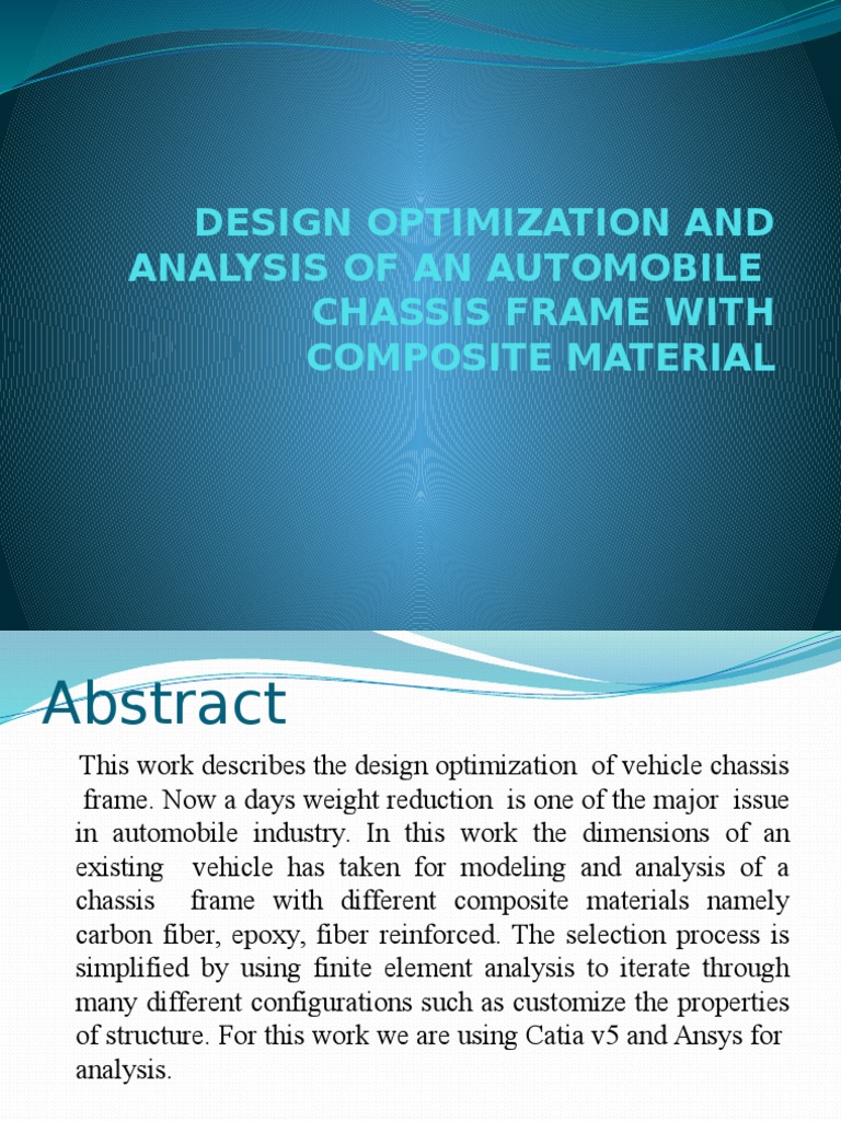 Design Optimization and Analysis of An Automobile Chassis | PDF | Art