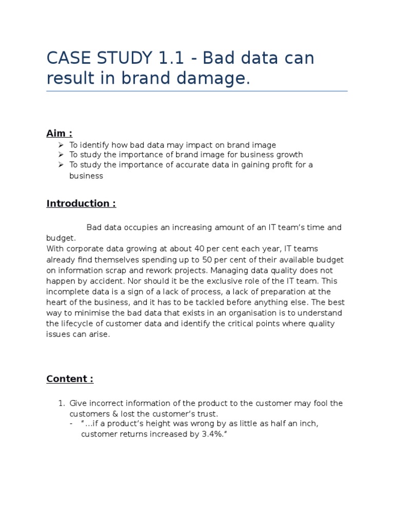 Bad Data Can Result in Brand Damage | PDF | Customer Relationship ...