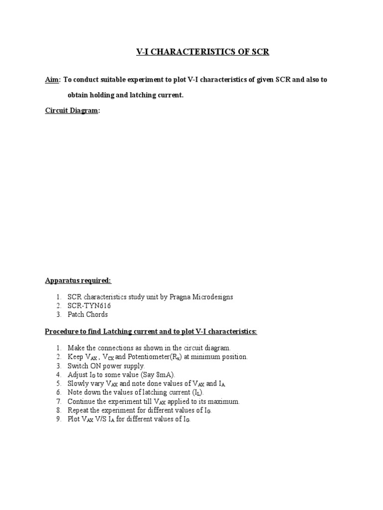 V-I Characteristics of SCR | PDF | Voltage | Power Supply