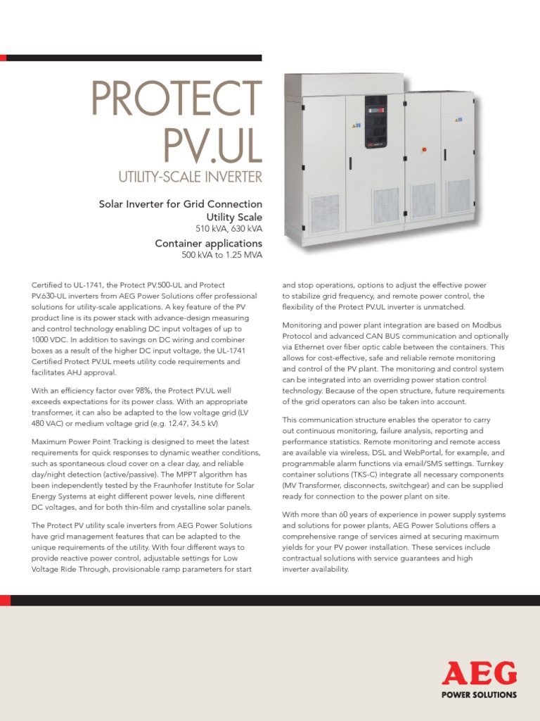 Protect PV - Ul: Utility-Scale Inverter | PDF | Power Inverter | Direct ...