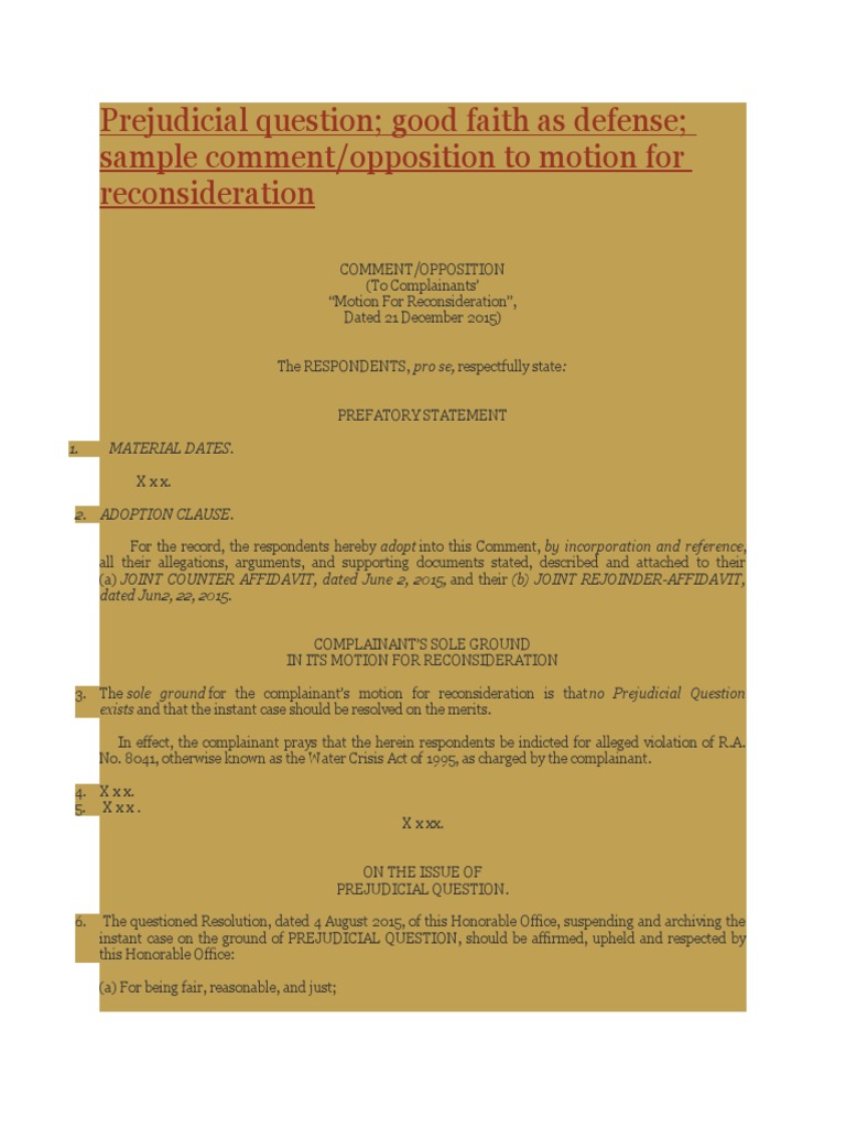 Prejudicial Question | Burden Of Proof (Law) | Lawsuit