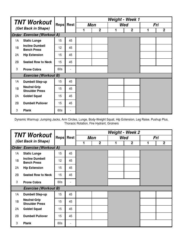 TNT Workout Plan: 12-Week Routine | PDF | Recreation | Human Body