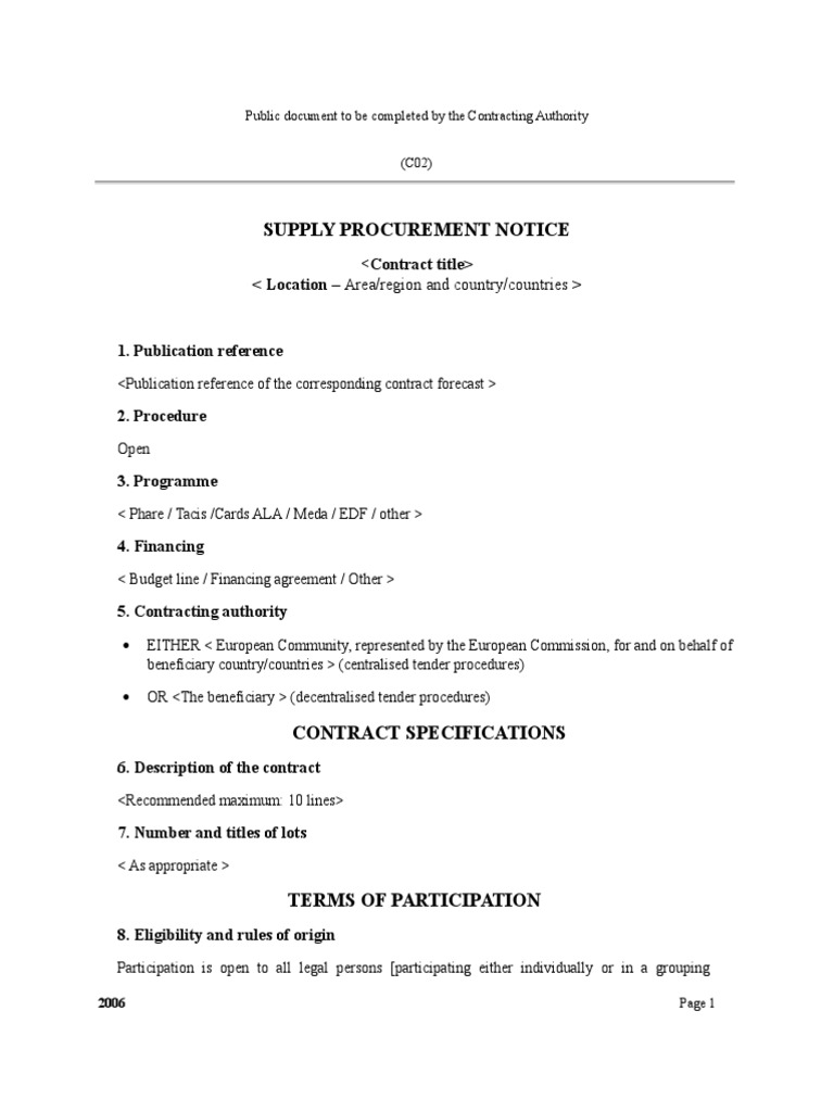 Supply Procurement Notice | PDF | Social Institutions | Social Science