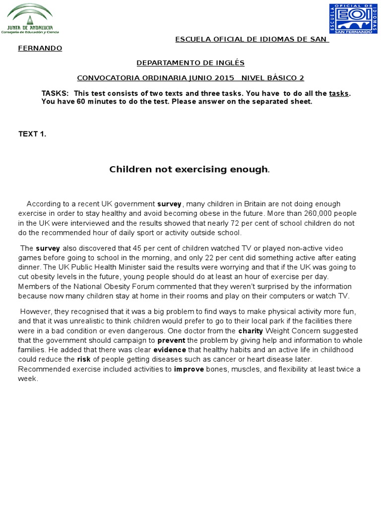 Children Not Exercising Enough | PDF | Physical Exercise | Obesity