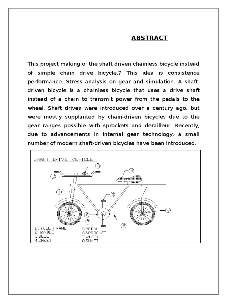 Chainless Cycle | PDF | Gear | Transmission (Mechanics)
