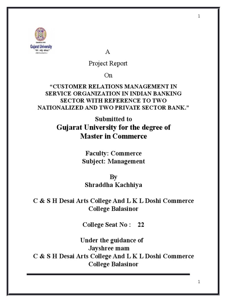 A Project Report On: Gujarat University For The Degree of Master in ...