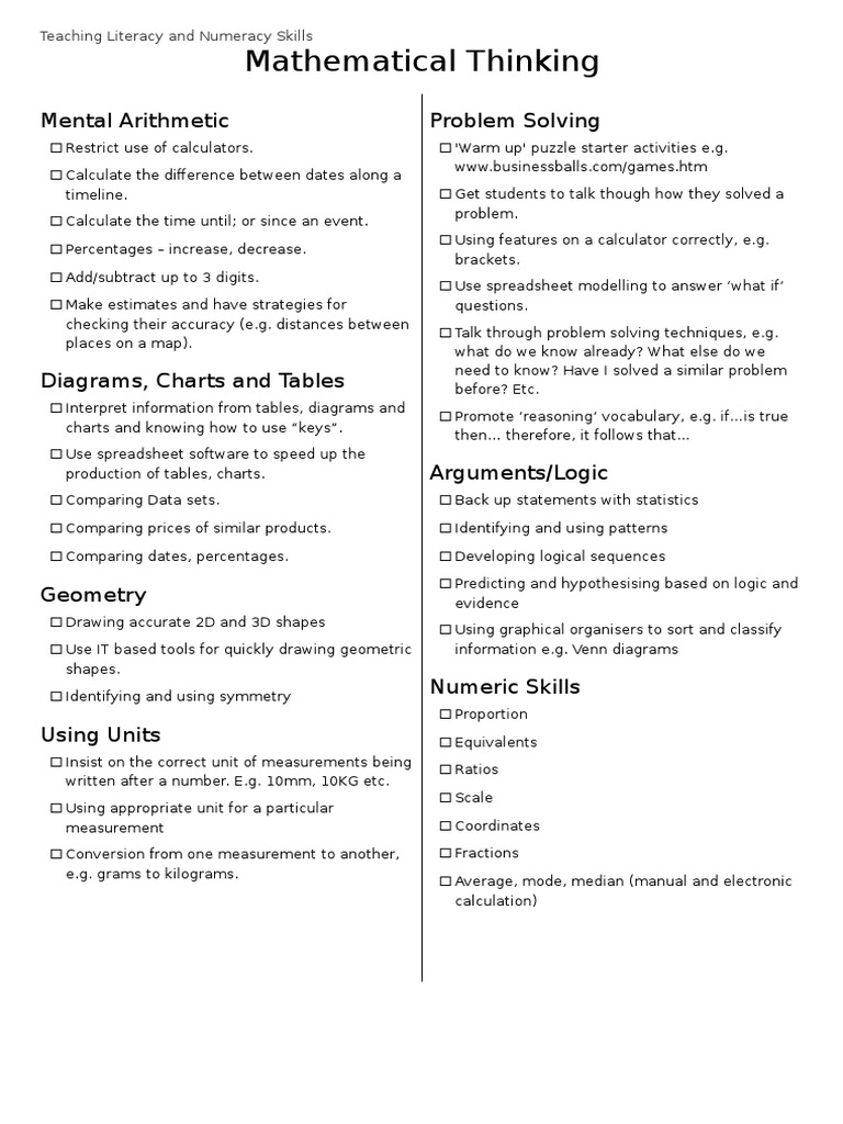 Mathematical Thinking Strategies | PDF | Computers