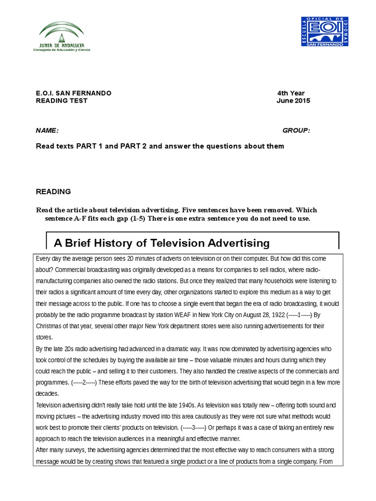 A Brief History of Television Advertising: Read Texts PART 1 and PART 2 ...