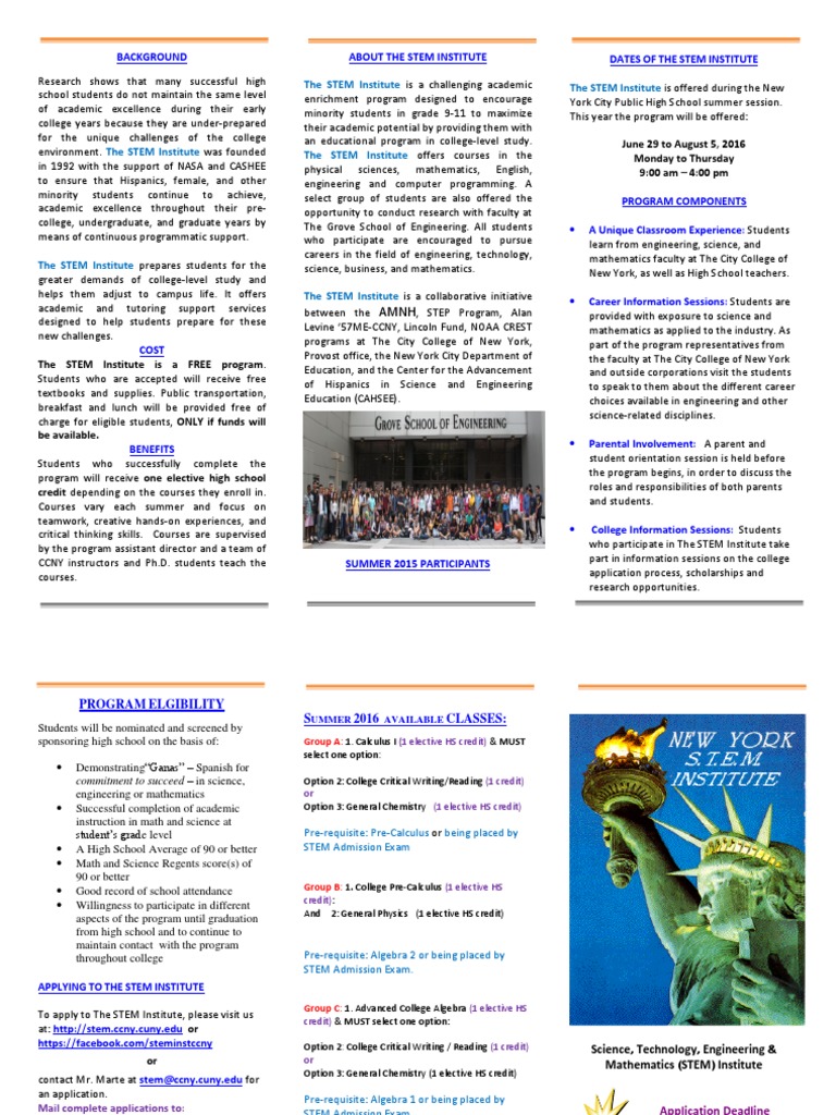 2016 STEM Institute Brochure | PDF | Science, Technology, Engineering ...