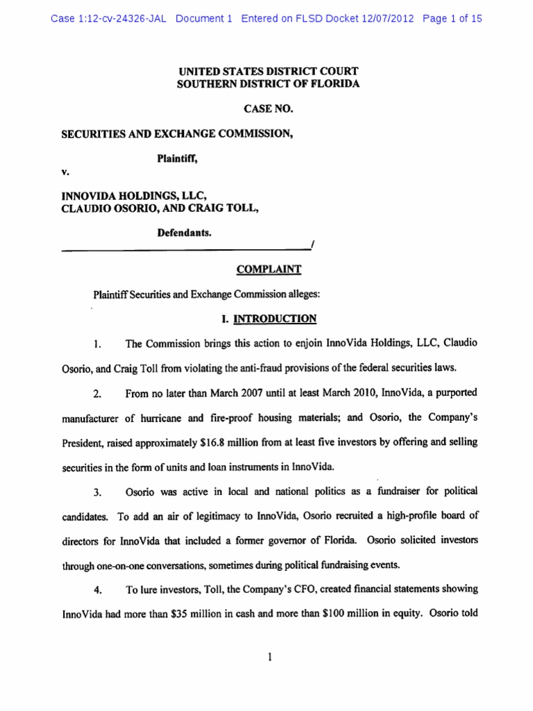 Claudio Osorio Complaint | PDF | Service Of Process | Lawsuit