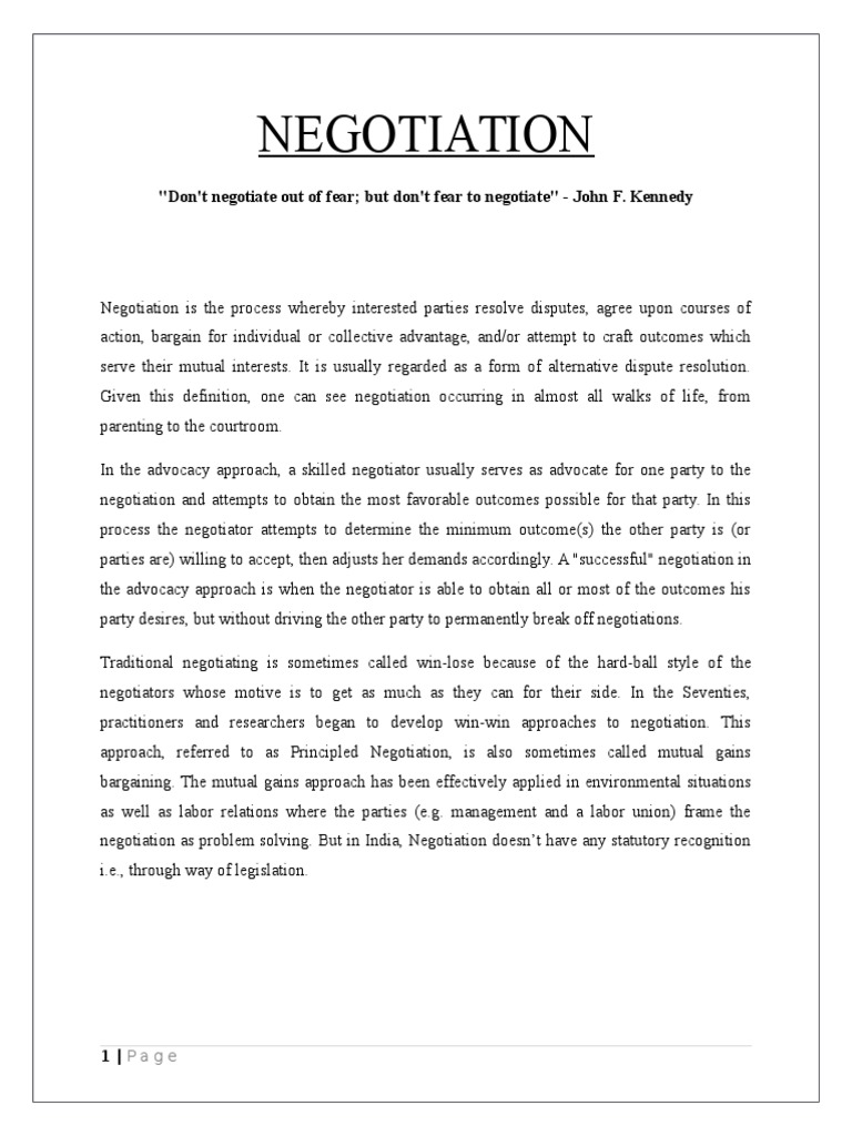 Negotiation: "Don't Negotiate Out of Fear But Don't Fear To Negotiate ...