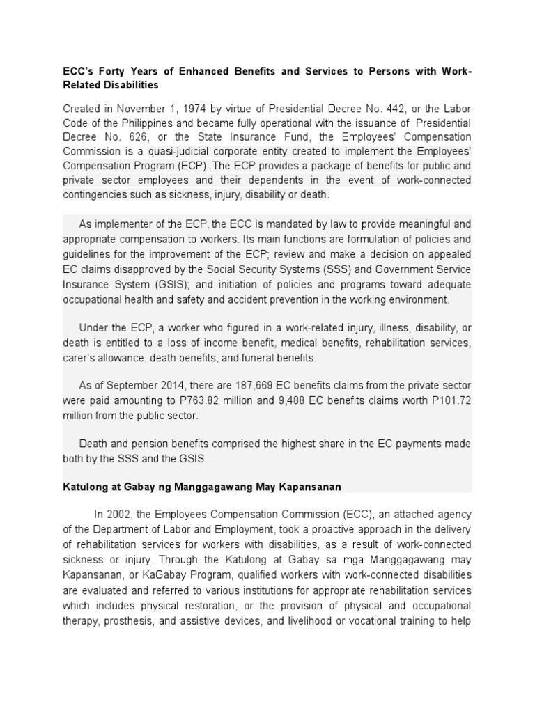 ECC's Forty Years of Enhanced Benefits | PDF | Welfare | Employment