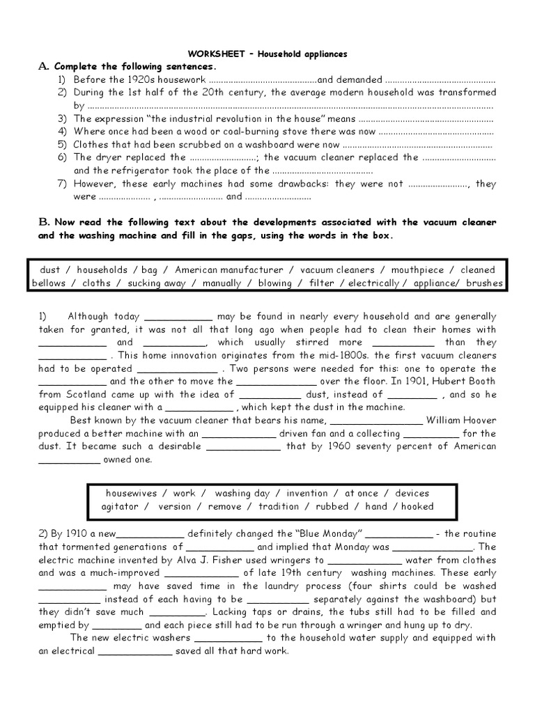 Worksheet Household Appliances | PDF
