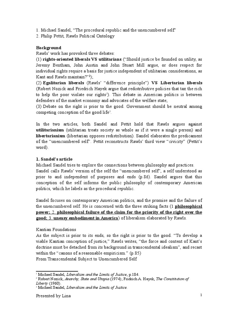 Michael Sandel, Philip Pettit | PDF | John Rawls | Utilitarianism