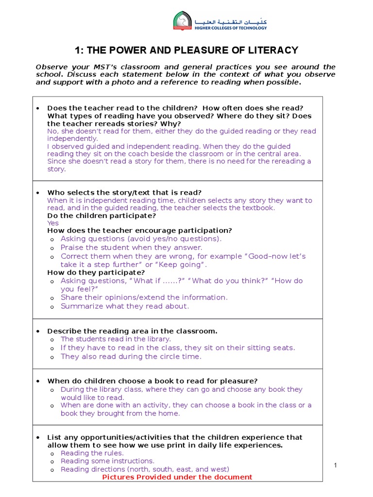 Classroom Literacy Practices Observed | PDF | Phonics | Reading (Process)