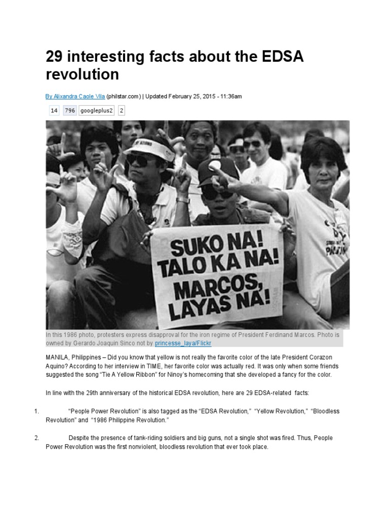 29 Facts About the EDSA Revolution | PDF | Corazon Aquino | Government