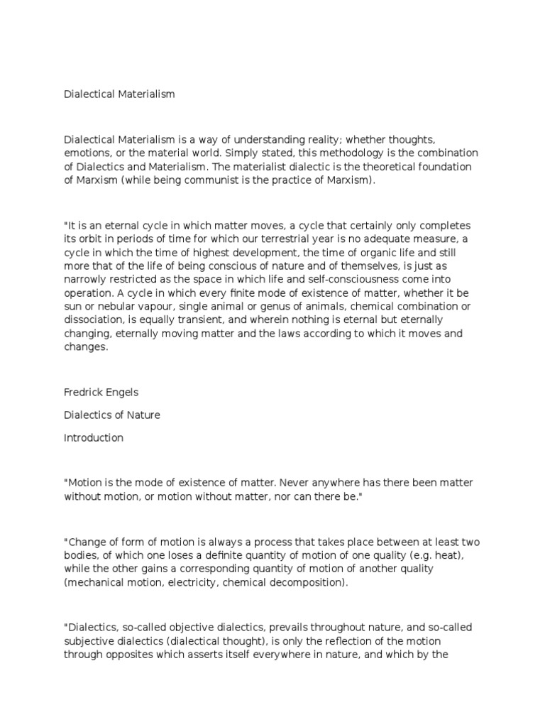 Dialectical Materialism | PDF | Dialectic | Frankfurt School