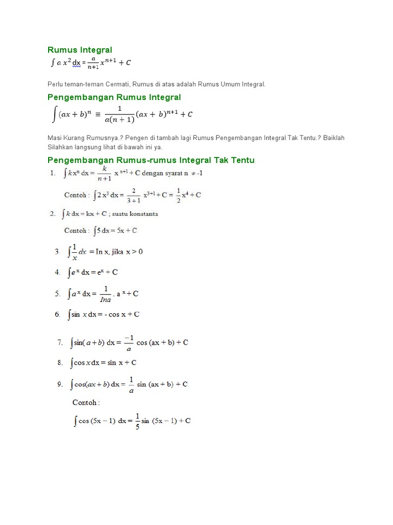 Rumus Integral | PDF | Metode & Bahan Ajar | Komputer