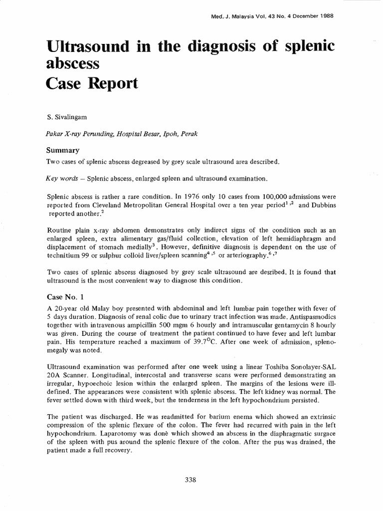USG Splenic Abscess | Download Free PDF | Spleen | Abdomen