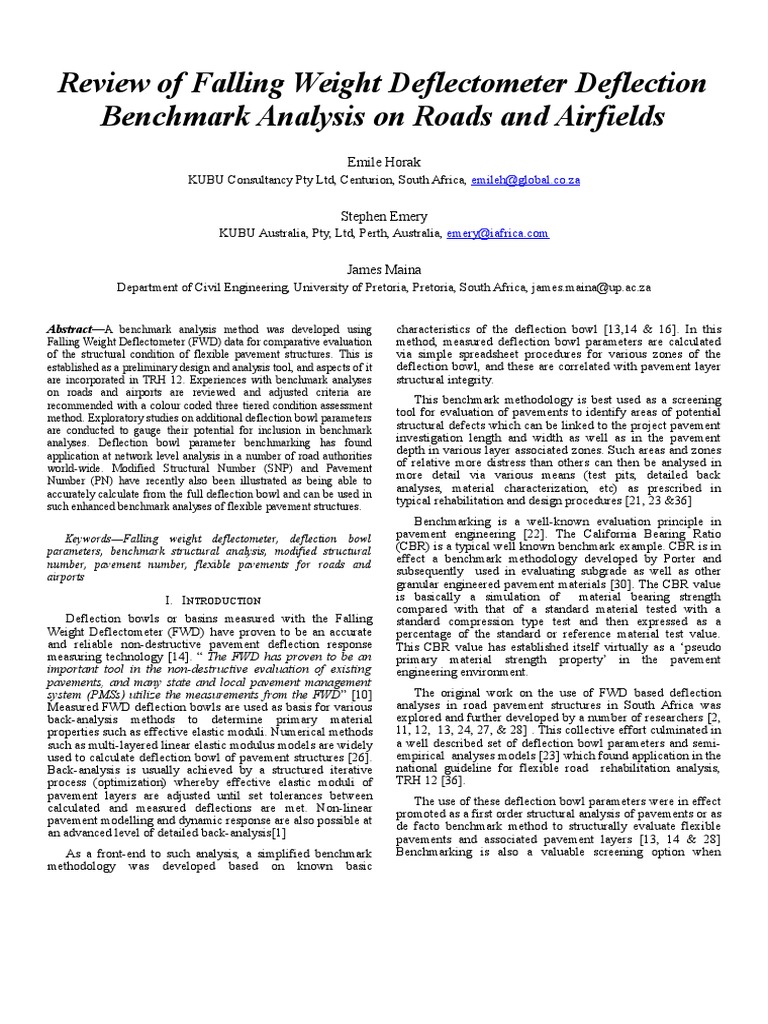 Review of FWD Deflection Benchmark Analysis On Roads and Runways CAPSA ...