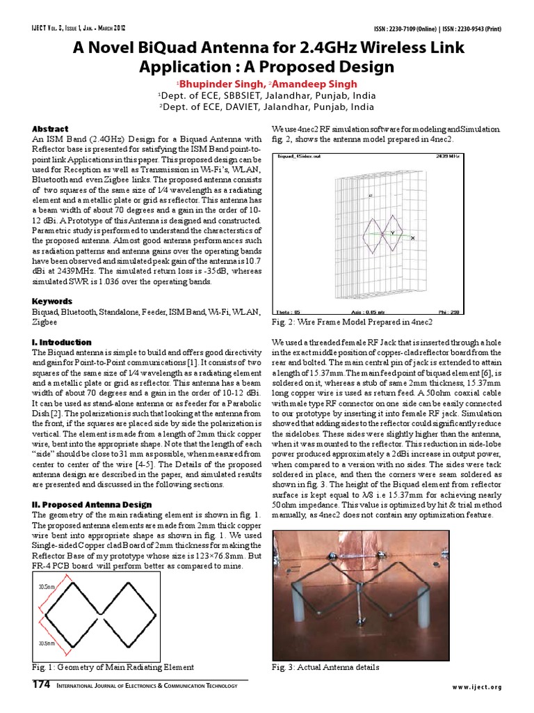 A Novel Biquad Antenna Design for 2.4GHz Wireless Applications | PDF ...
