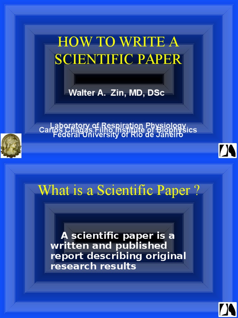 How To Write A Scientific Paper: Walter A. Zin, MD, DSC | Download Free ...