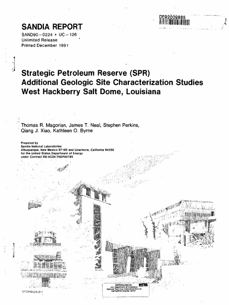 Additional Geologic Site Characterization Studies West Hackberry Salt ...