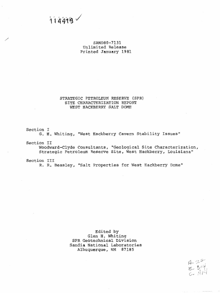 West Hackberry Salt Dome Report | PDF | Geology | Geotechnical Engineering
