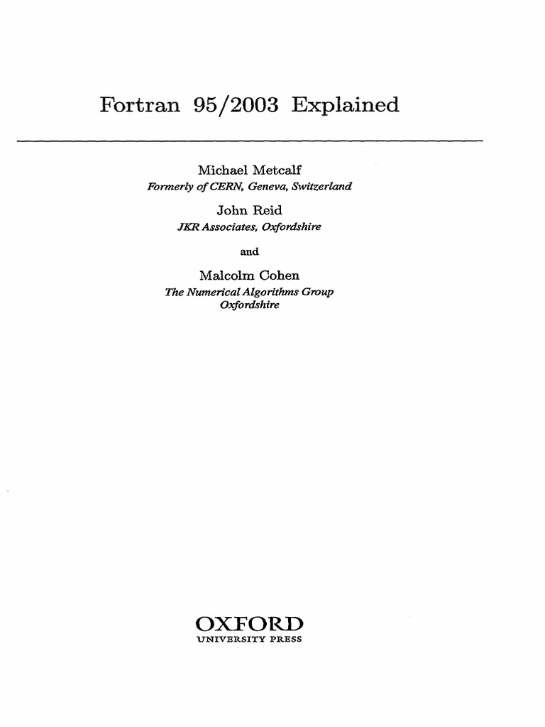 Fortran 95/2003 Explained - Metclaf. Reid. Cohen | PDF | Subroutine | Parameter (Computer ...