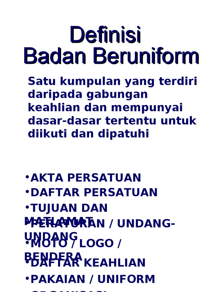PENGURUSAN BADAN BERUNIFORM (Ceramah 2) | PDF