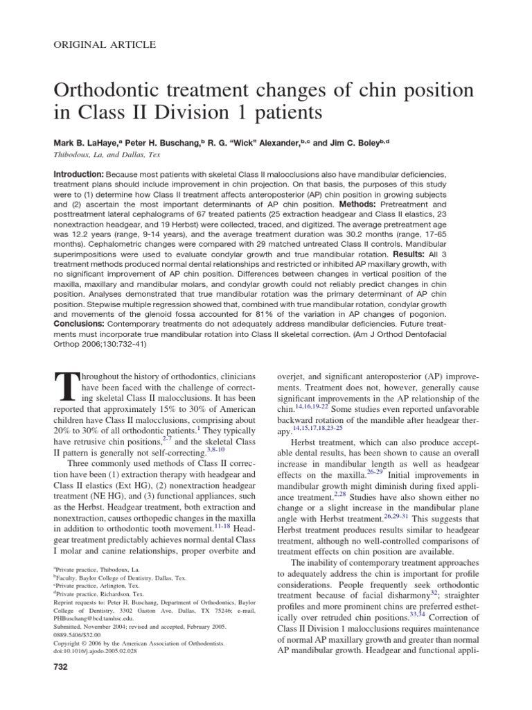 Orthodontic Treatment Changes of Chin Position | PDF | Orthodontics | Dentistry Branches