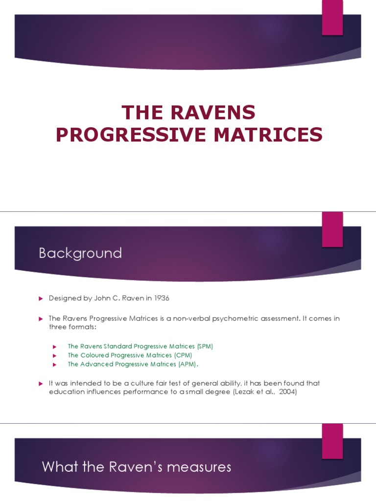 Ravens Progressive Matrices | PDF | Percentile | Mental Processes