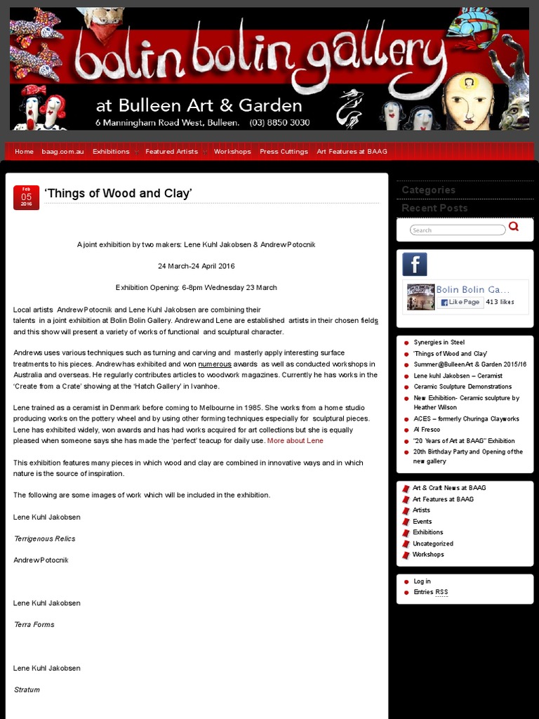 Andrew Potocnik Things of Wood and Clay' Bolin Bolin Gallery at Bulleen ...