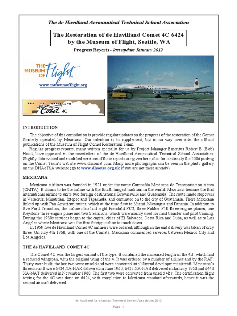 de Havilland Comet 4C Restoration Updates | PDF | Fuselage | Flight ...
