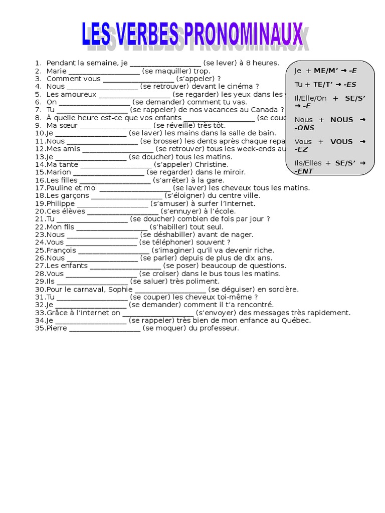 Les Verbes Pronominaux Au Présent | PDF