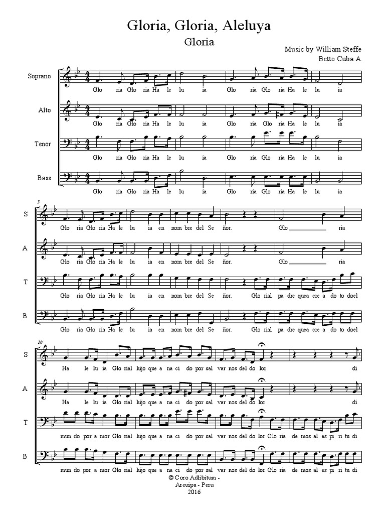 Gloria - Gloria, Gloria, Aleluya - Version2 Solo Voces | PDF