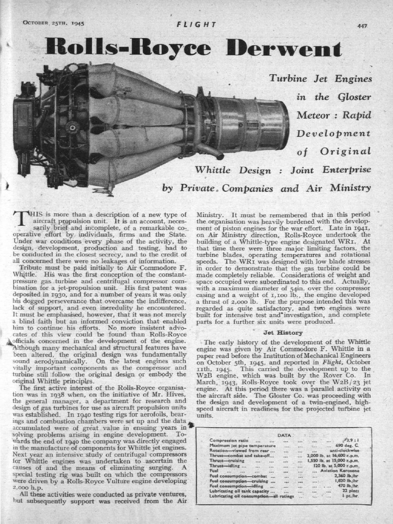 Rolls-Royce Derwent | PDF | Jet Engine | Gas Turbine