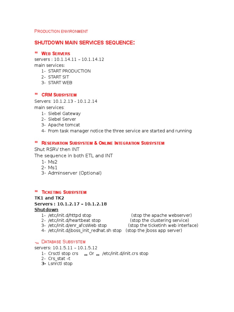 Production Environment Service Sequence | PDF