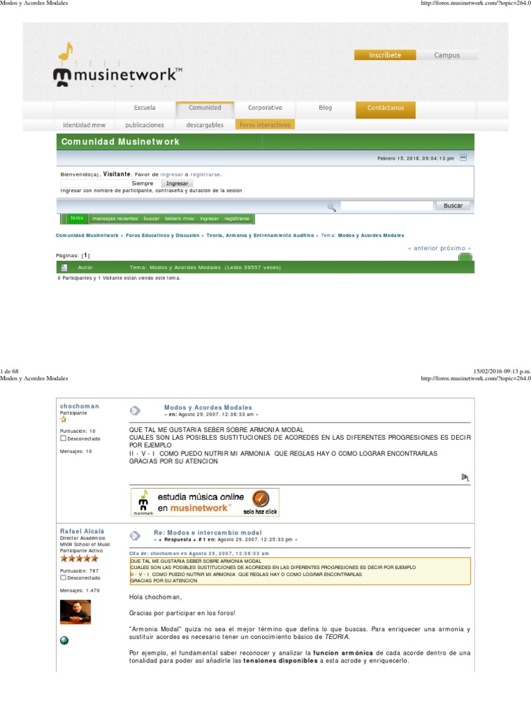 Modos y Acordes Modales | PDF | Escala (música) | Acorde (Música)