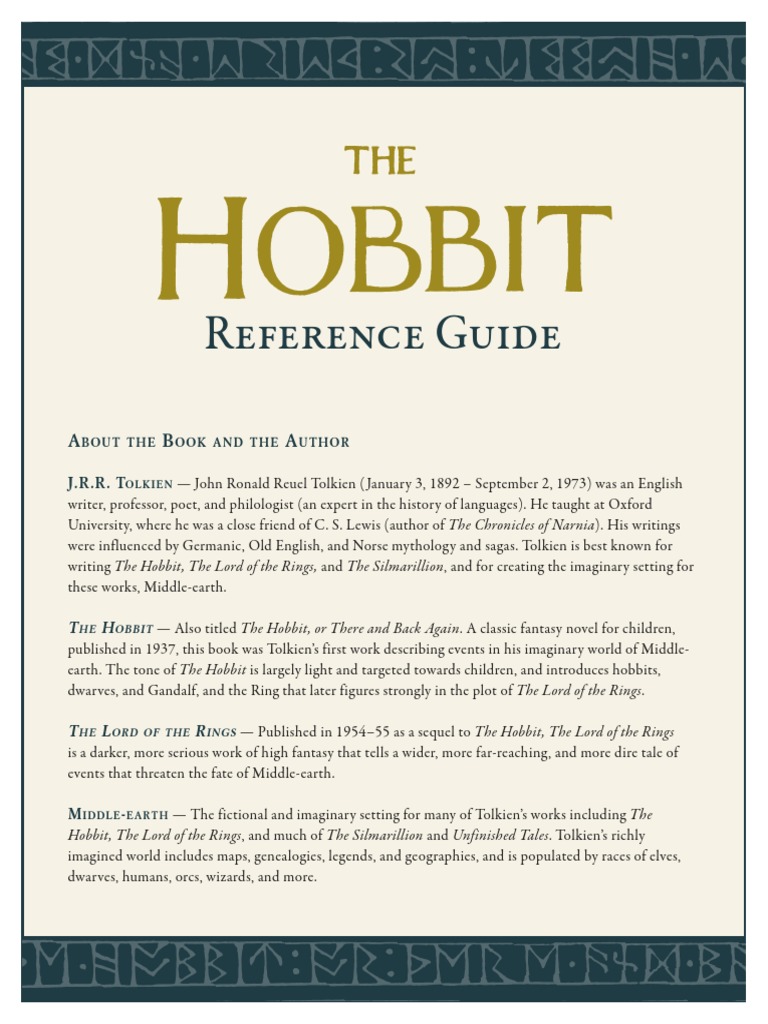 Hobbit Reference Guide | PDF | Bilbo Baggins | Dwarf (Middle Earth)