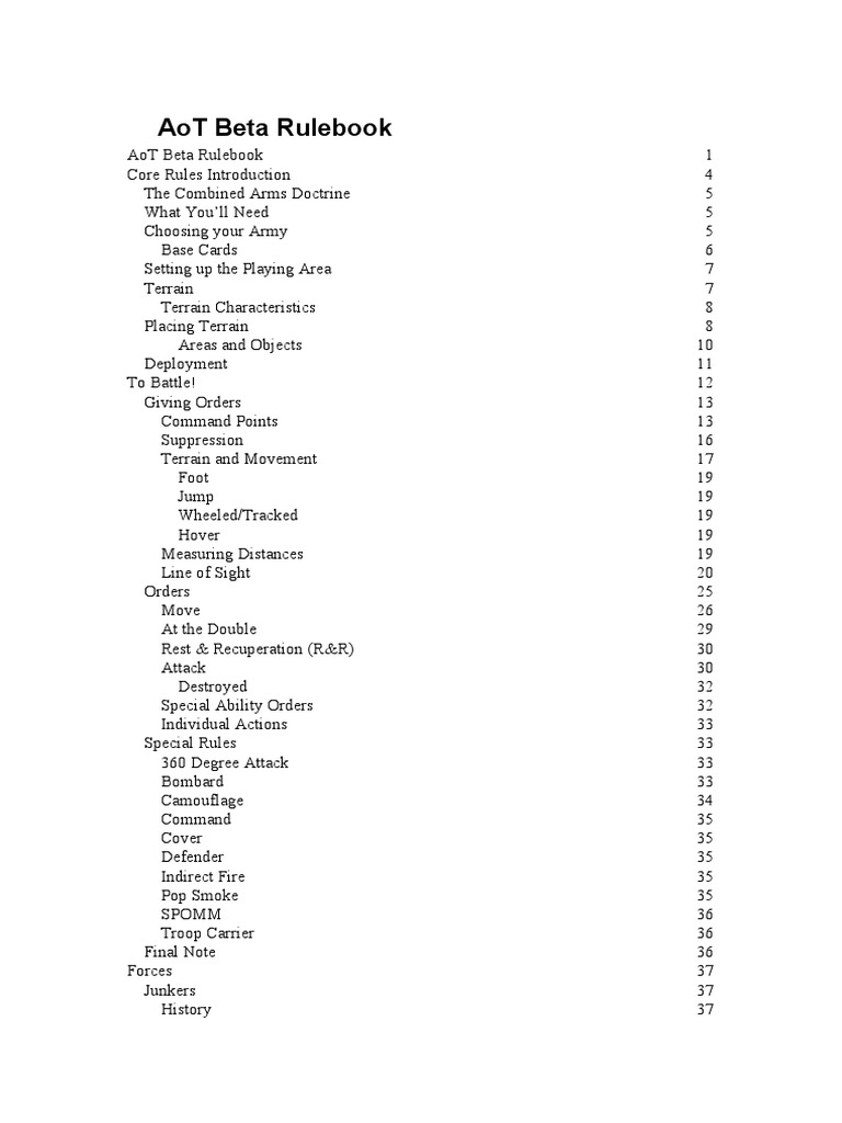 AoT Draft 2015-12-07 | PDF | Company (Military Unit) | Infantry