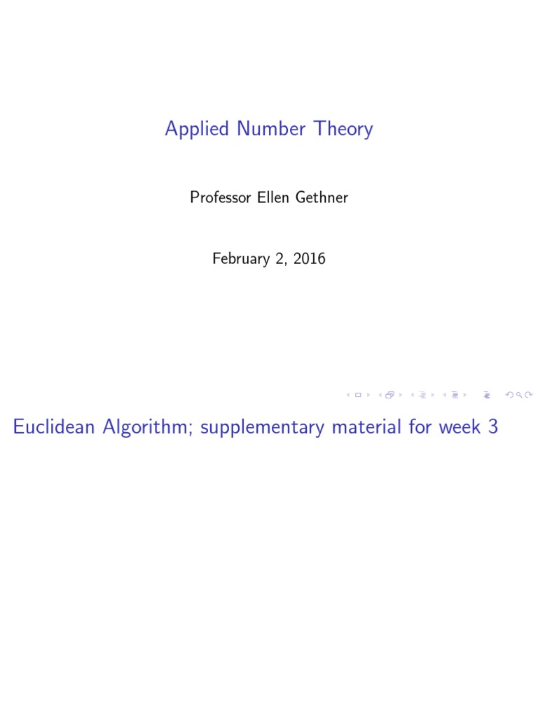 Euclidean Algorithm Supplement Number Theory | PDF | Number Theory ...