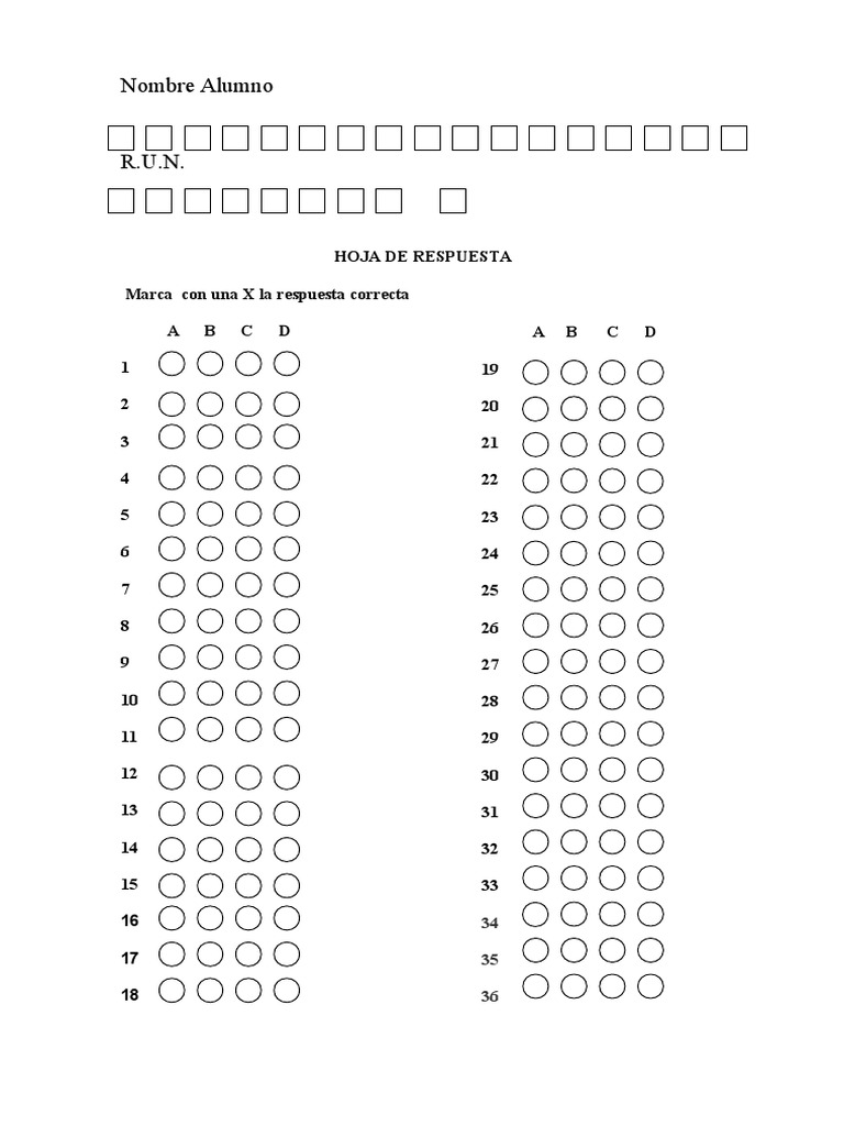 Hoja de Respuesta Simce | PDF
